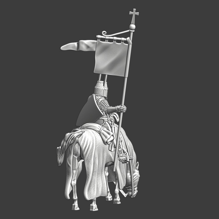 3D Printable Medieval German knight, mounted with banner by Northern ...