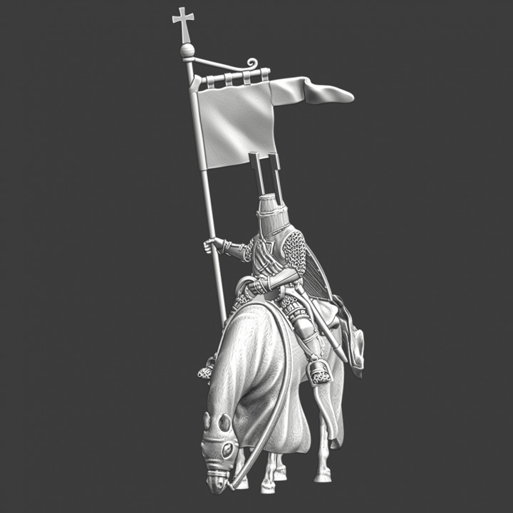 3D Printable Medieval German knight, mounted with banner by Northern ...