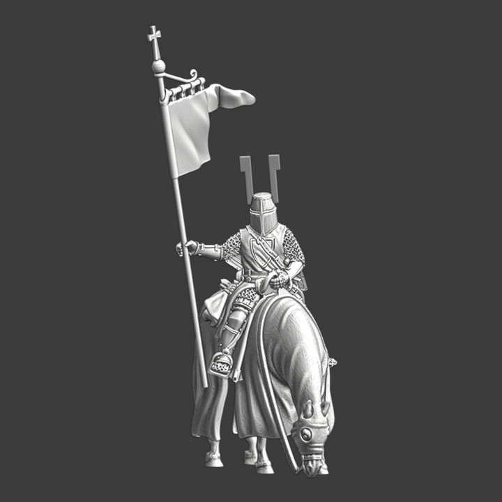 3D Printable Medieval German knight, mounted with banner by Northern ...