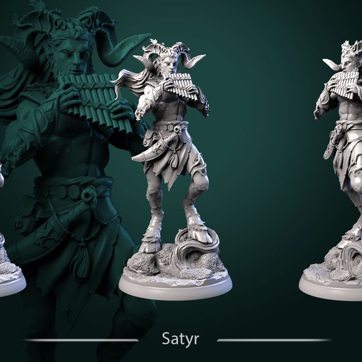 3D Printable Satyr 75mm pre-supported by White Werewolf Tavern