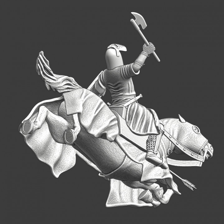 3D Printable Medieval mounted knight and horse - falling in the arrow ...