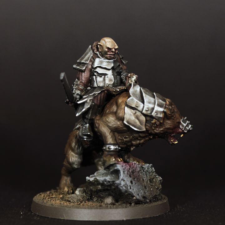 3D Print of Assault Orc Warleader with Warg Mount and on Foot ...