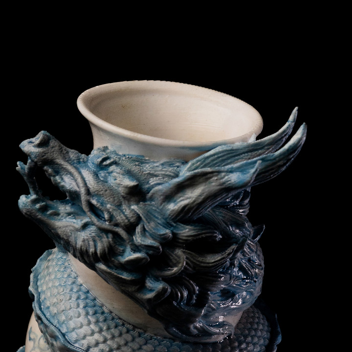 3D Printable Dragon Wrapped Vase by Stlflix