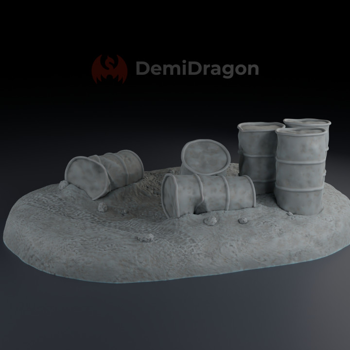3D Printable 55 gal. Drums Scatter Terrain by DemiDragon