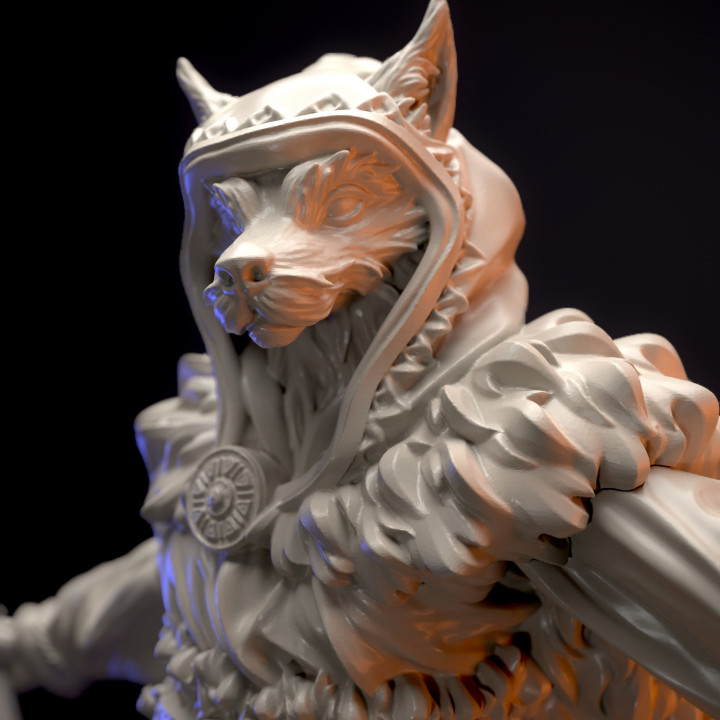 3D Printable Fox-headed priest miniature by Sam Bolotnikov