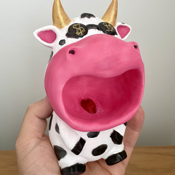 3D Printable Big Mouth Cow Organizer / Planter 2 Versions by IK3D