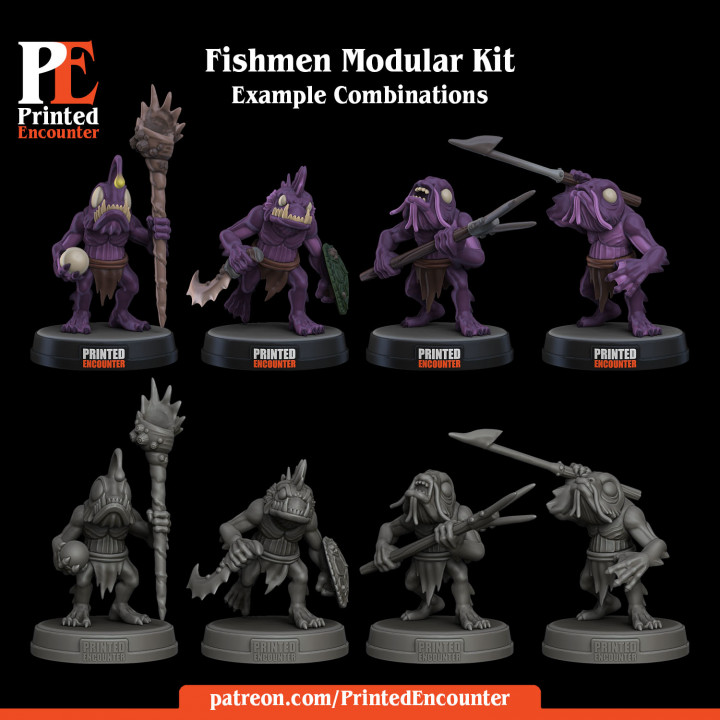 3D Printable Modular Fishmen by Printed Encounter