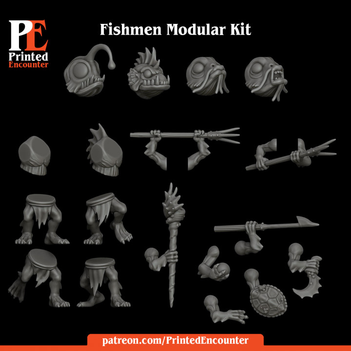 3D Printable Modular Fishmen by Printed Encounter