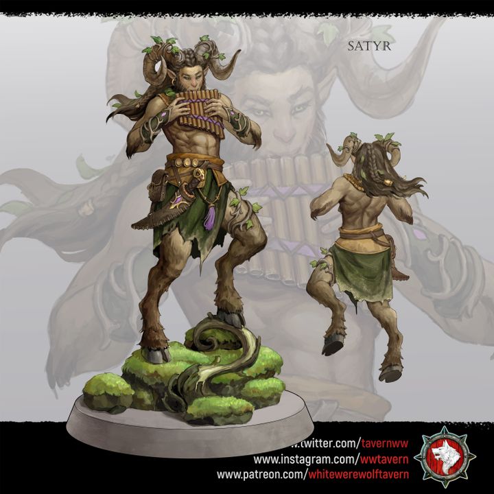 3D Printable Satyrs set 6 miniatures 32mm pre-supported by White ...