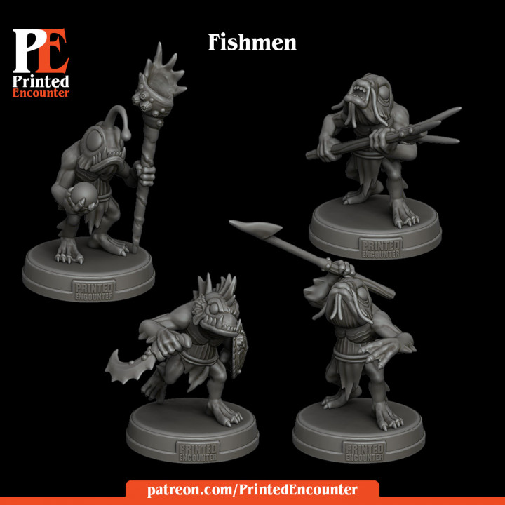 3D Printable Fishmen 2 (pre-supported) by Printed Encounter