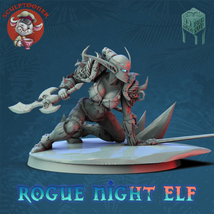 3D Printable Rogue Night Elf - rogue by SCULPTOONER