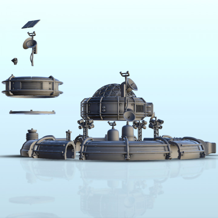 3D Printable Circular base with tanks, antennas and dome (6) - Future ...