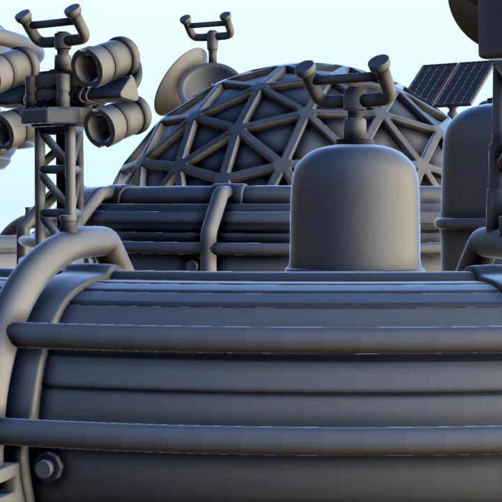 3D Printable Circular base with tanks, antennas and dome (6) - Future ...