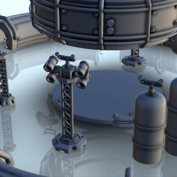 3D Printable Circular base with tanks, antennas and dome (6) - Future ...