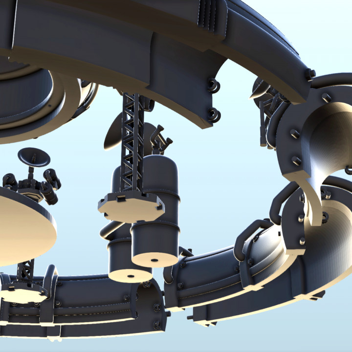 3D Printable Circular base with tanks, antennas and dome (6) - Future ...