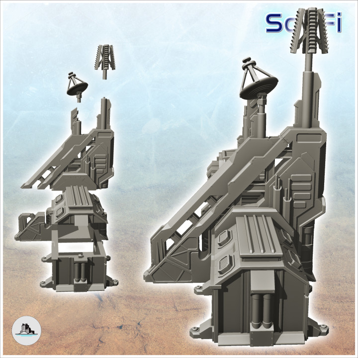 3D Printable Space coordination center with tower (8) - Future Sci-Fi ...