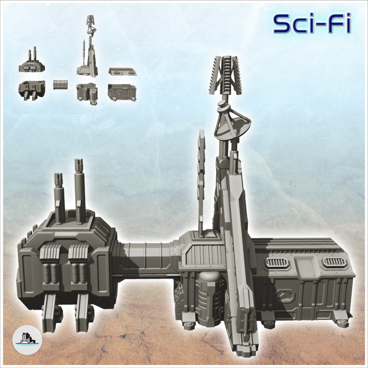 3D Printable Space coordination center with tower (8) - Future Sci-Fi ...