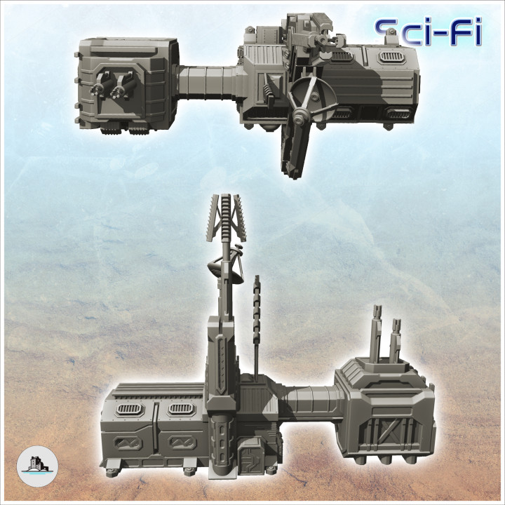3D Printable Space coordination center with tower (8) - Future Sci-Fi ...