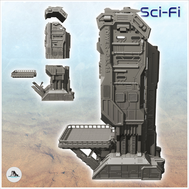 3D Printable Space control tower with landing platform (13) - Future ...