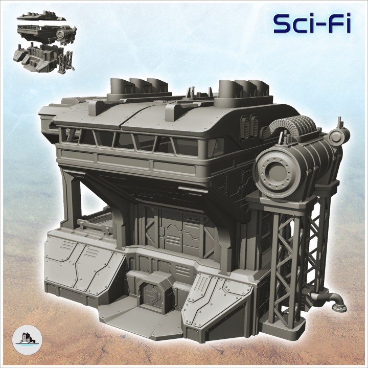 3D Printable Large Sci-Fi production plant with annex tanks (14 ...