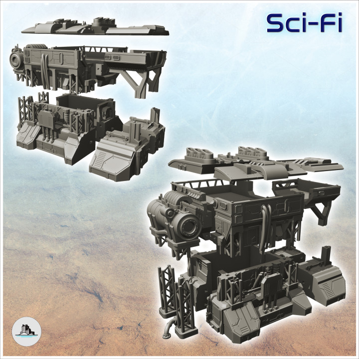 3D Printable Large Sci-Fi production plant with annex tanks (14) - Future Sci-Fi SF Infinity ...