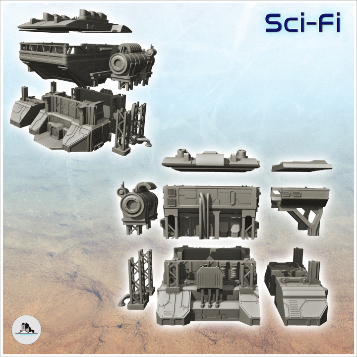 3D Printable Large Sci-Fi production plant with annex tanks (14) - Future Sci-Fi SF Infinity ...