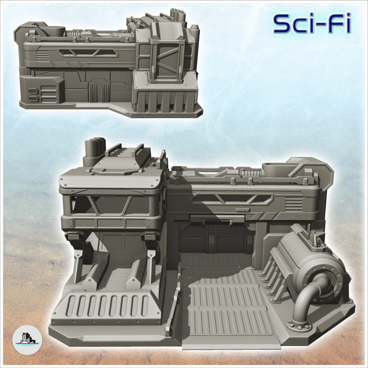 3D Printable Sci-Fi headquarters with command post and tank (15 ...