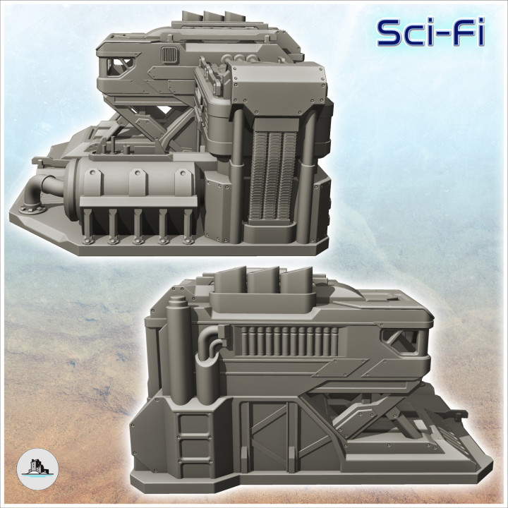 3D Printable Sci-Fi headquarters with command post and tank (15 ...