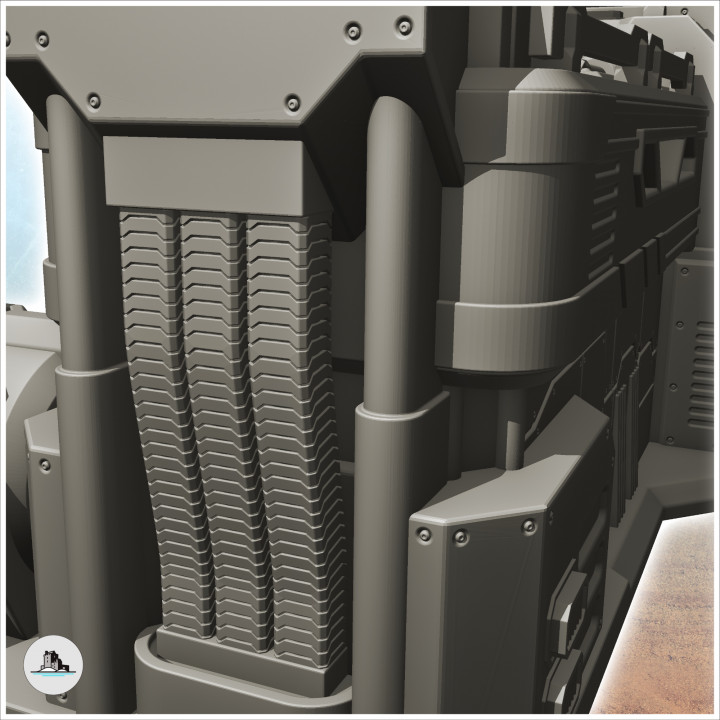 3D Printable Sci-Fi headquarters with command post and tank (15 ...