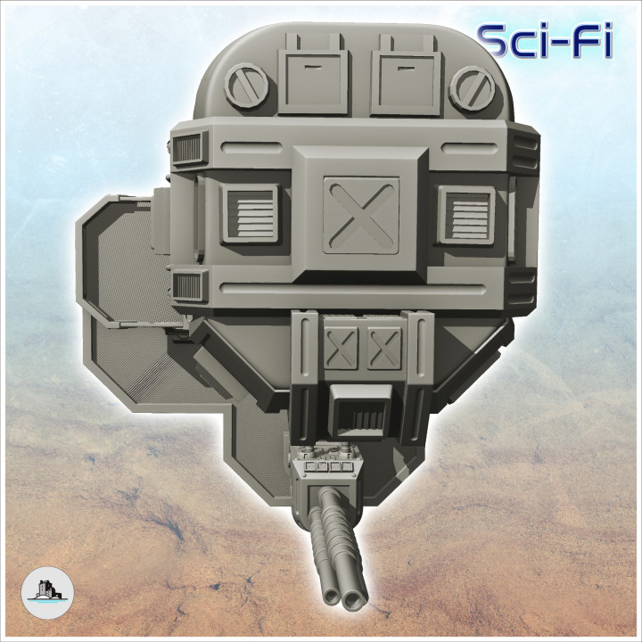 3D Printable Sci-Fi industrial structure with chimney and energy blocks ...