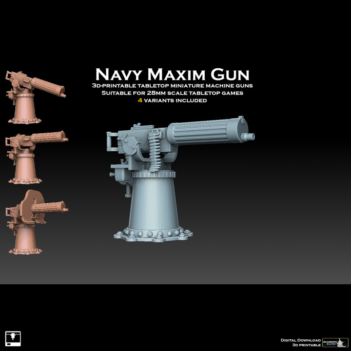 3D Printable Navy Maxim Gun by Sharedog Miniatures