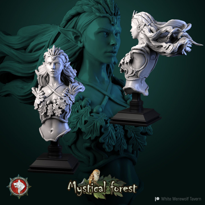 3D Printable Doe Ingrid Centaur Druid bust pre-supported by White ...