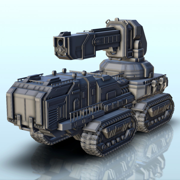 3D Printable Sci-Fi truck with tracks and laser turret (13 ...