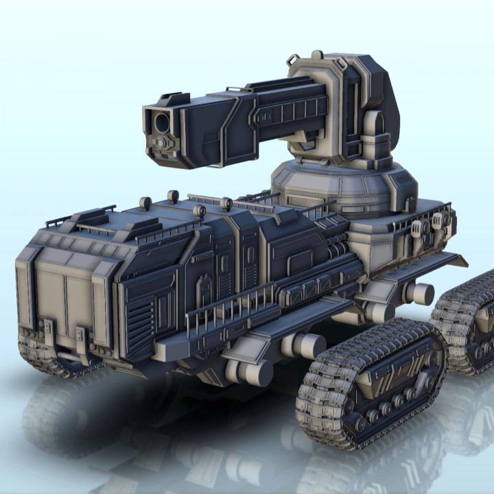 3D Printable Sci-Fi truck with tracks and laser turret (13 ...