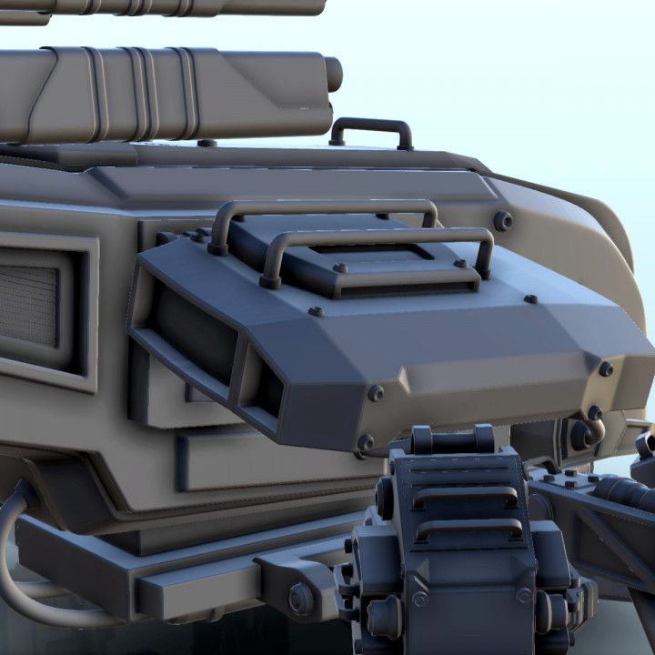 3D Printable Sci-Fi tank on six foots with quadri-lasers and machine ...