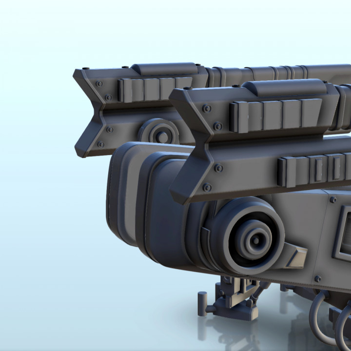 3D Printable Sci-Fi tank on six foots with quadri-lasers and machine ...