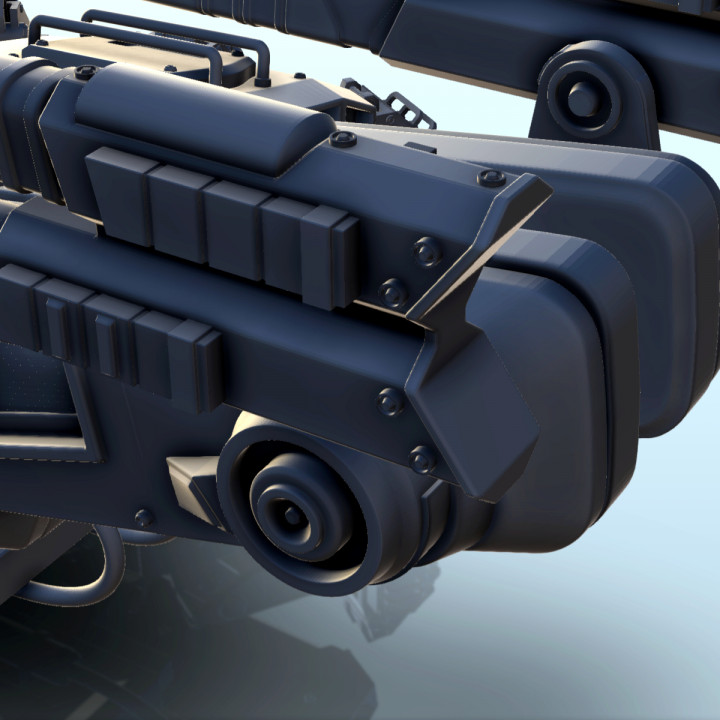 3D Printable Sci-Fi tank on six foots with quadri-lasers and machine ...