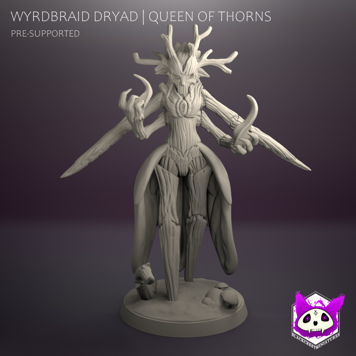 3D Printable Wyrdbraid Dryad | Queen of Thorns by Blackcrest Miniatures