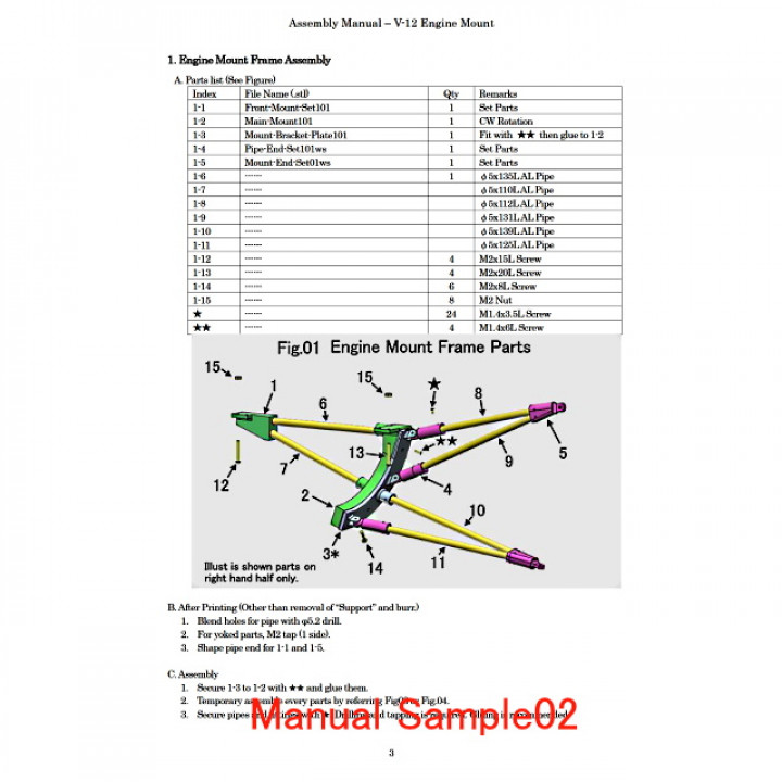 3D Printable V-12 Engine, Optional Parts Kit, Engine Mount Frame by ...
