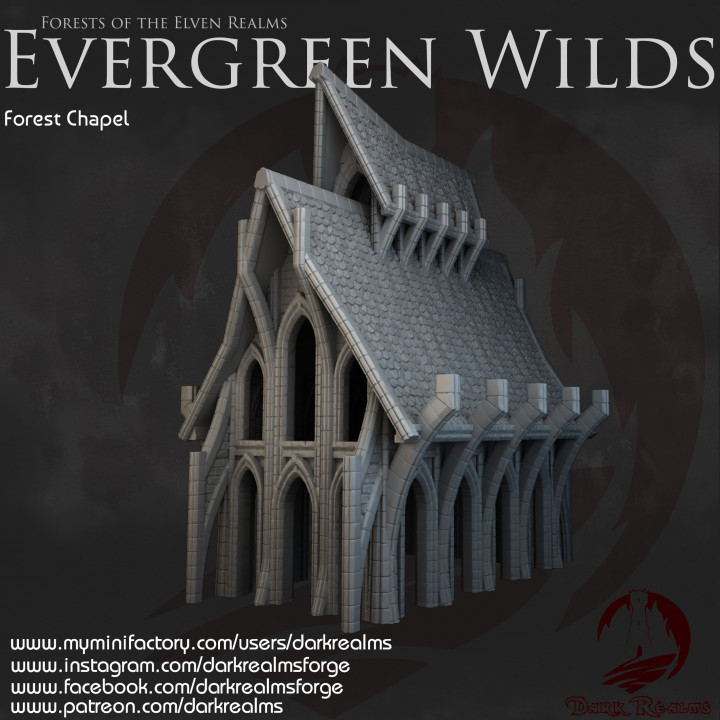 3D Printable Dark Realms - Evergreen Wilds - Forest Chapel by Dark Realms Forge