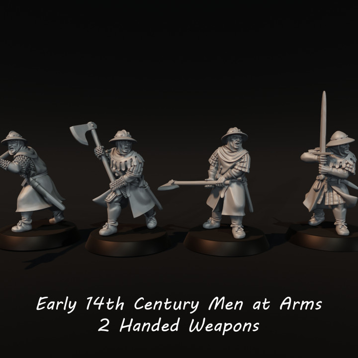 3D Printable Early 14th century men at arms with 2 Handed weapons by ...