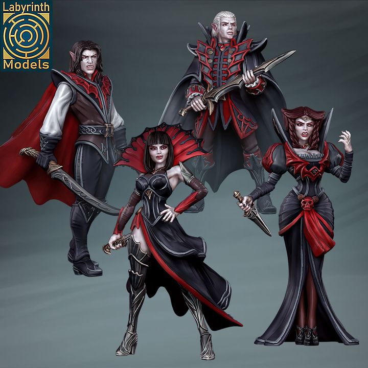 3D Printable Vampires Collection Vol. 1 - 32mm scale by Labyrinth Models