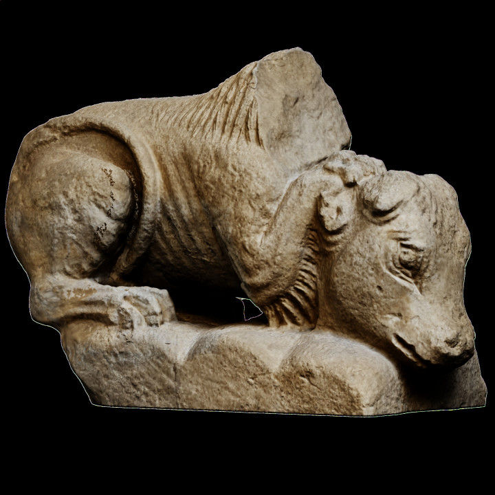 3D Printable Lion Biting a Bull by Scan The World