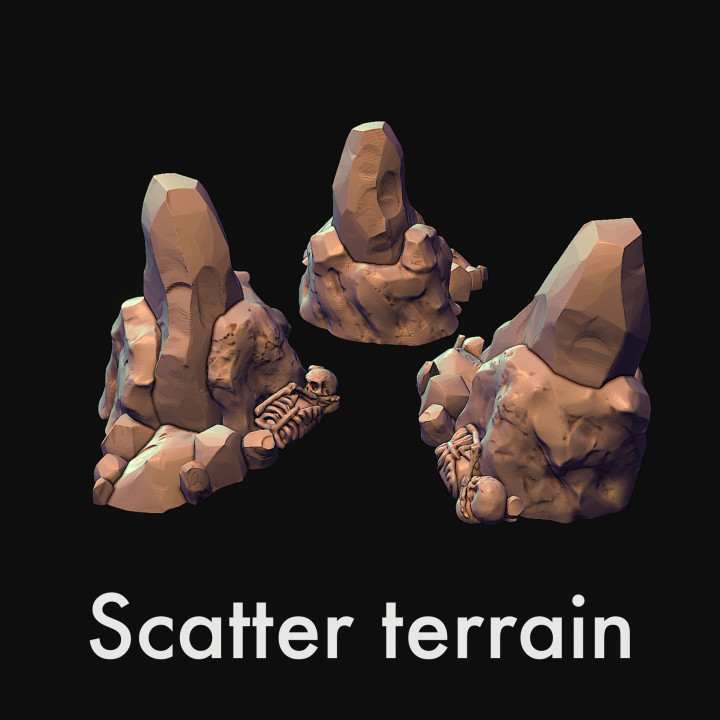 3D Printable Scatter terrain, rock, crystal by StoneAxe Miniatures