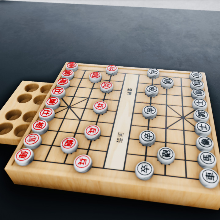 3D Printable XIANGQI - CHINESE CHESS - BOARD GAME by Lazy Bear