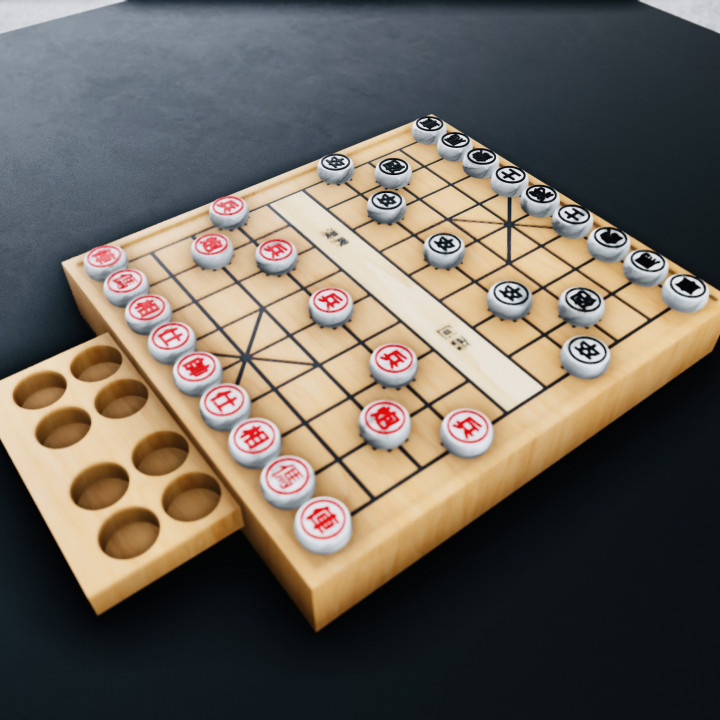 3D Printable XIANGQI - CHINESE CHESS - BOARD GAME by Lazy Bear