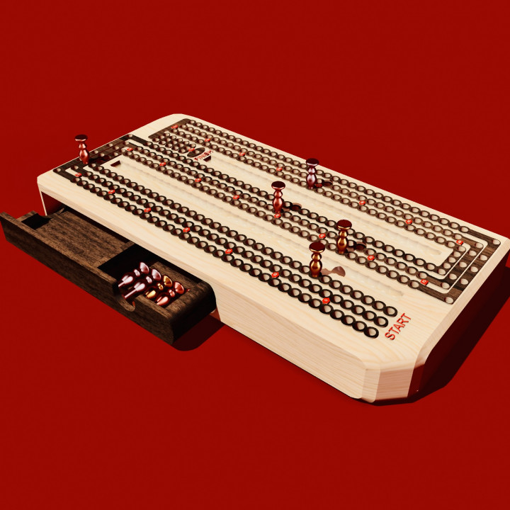 3D Printable CRIBBAGE BOARD GAME by Lazy Bear