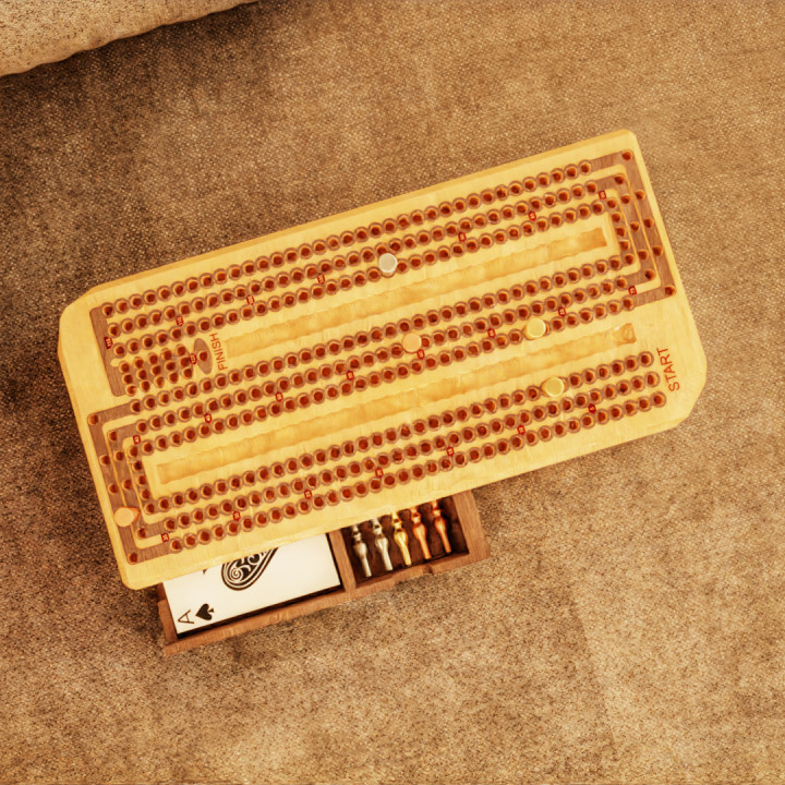 3D Printable CRIBBAGE BOARD GAME by Lazy Bear