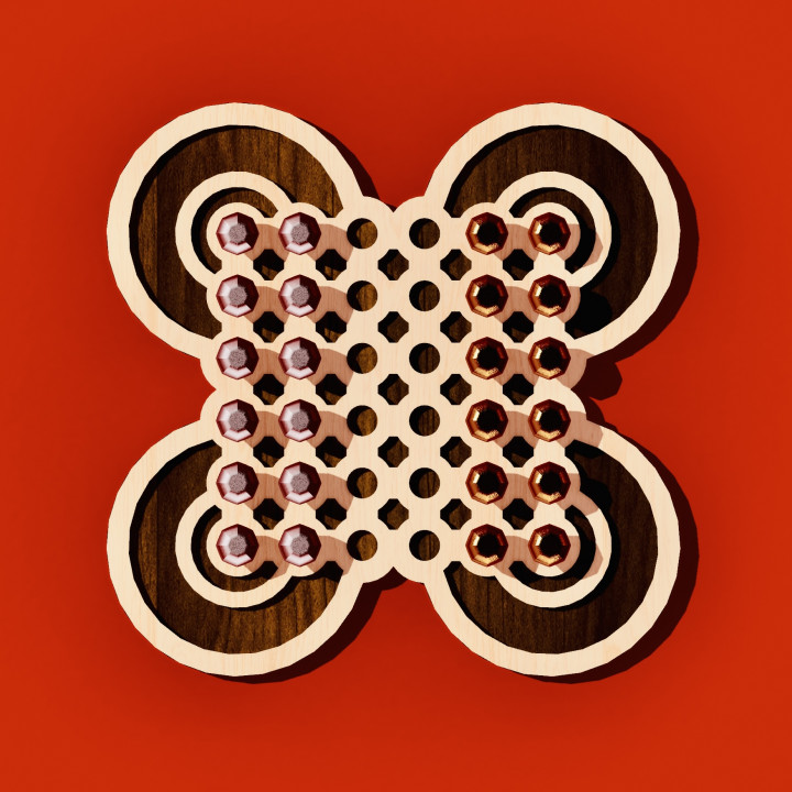 3D Printable SURAKARTA BOARD GAME by Lazy Bear