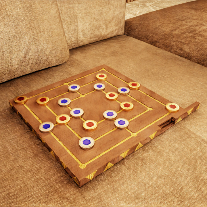 3D Printable NINE MAN’S MORRIS BOARDGAME by Lazy Bear